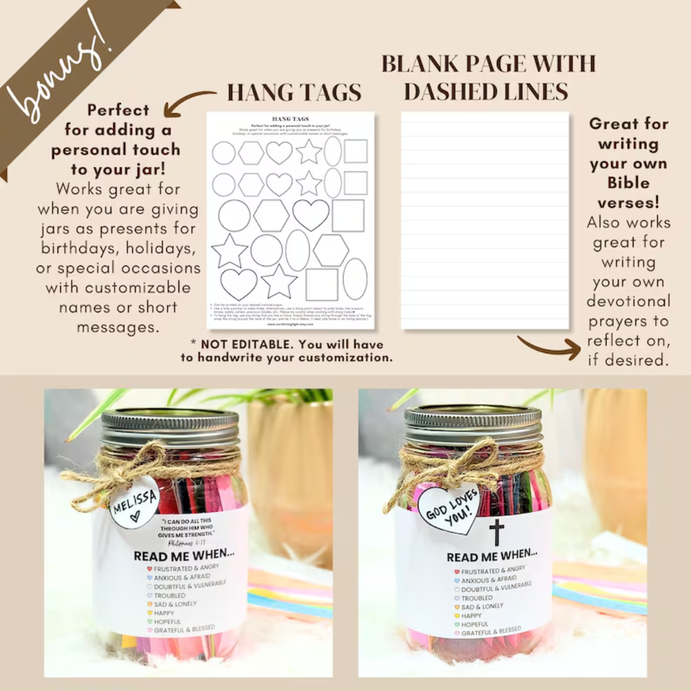 DIY Bible Verse Jar Printable, Color Coded Scripture Jar Printable Rea ...